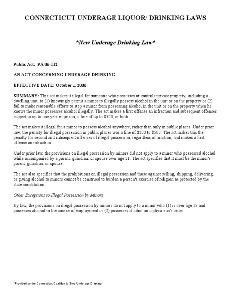 CT-Underage Drinking Laws | PDF | Minor (Law) | Alcoholic Drinks