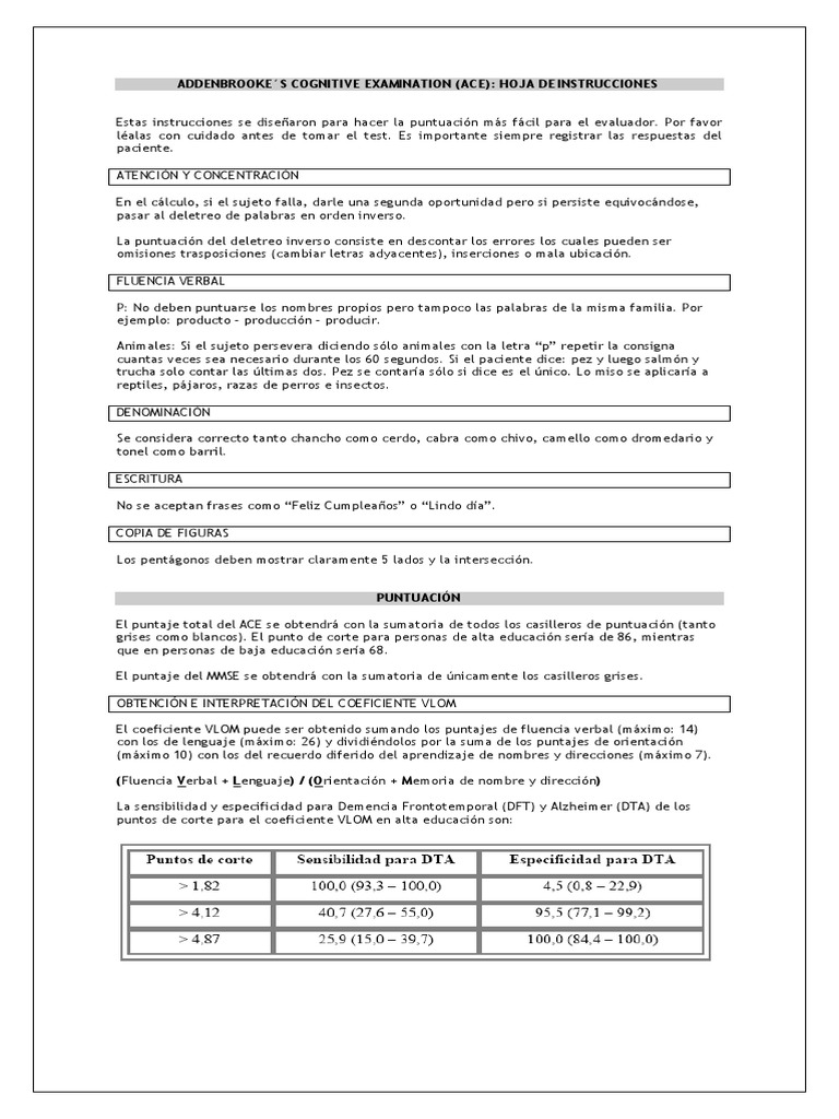 HojadeInstrucciones ACE-III PDF | PDF