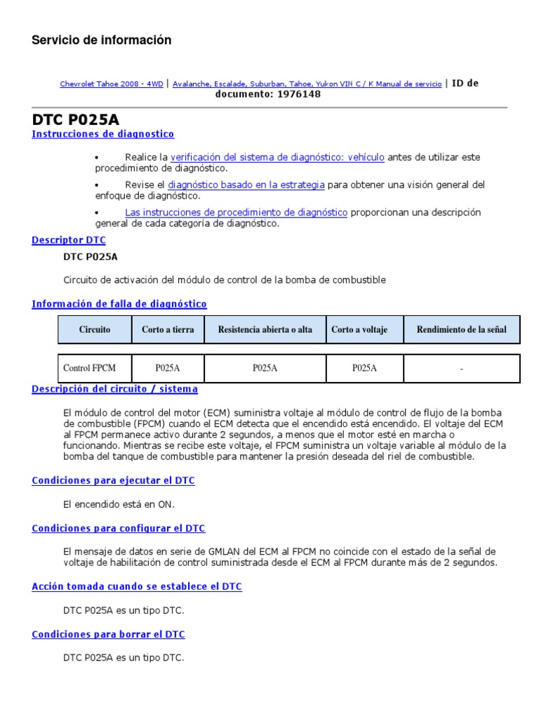 P025a Tahoe 2008 | PDF | Electrónica | Informática
