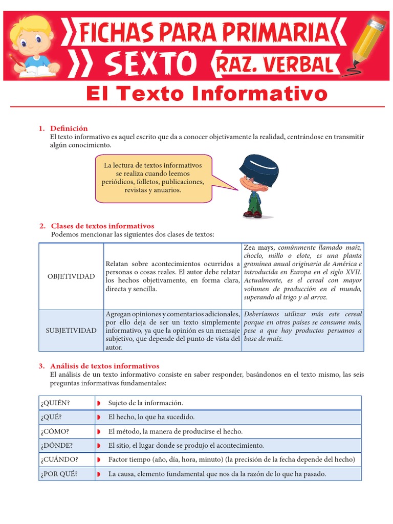 El Texto Informativo Para Sexto Grado De Primaria Pdf Naturaleza