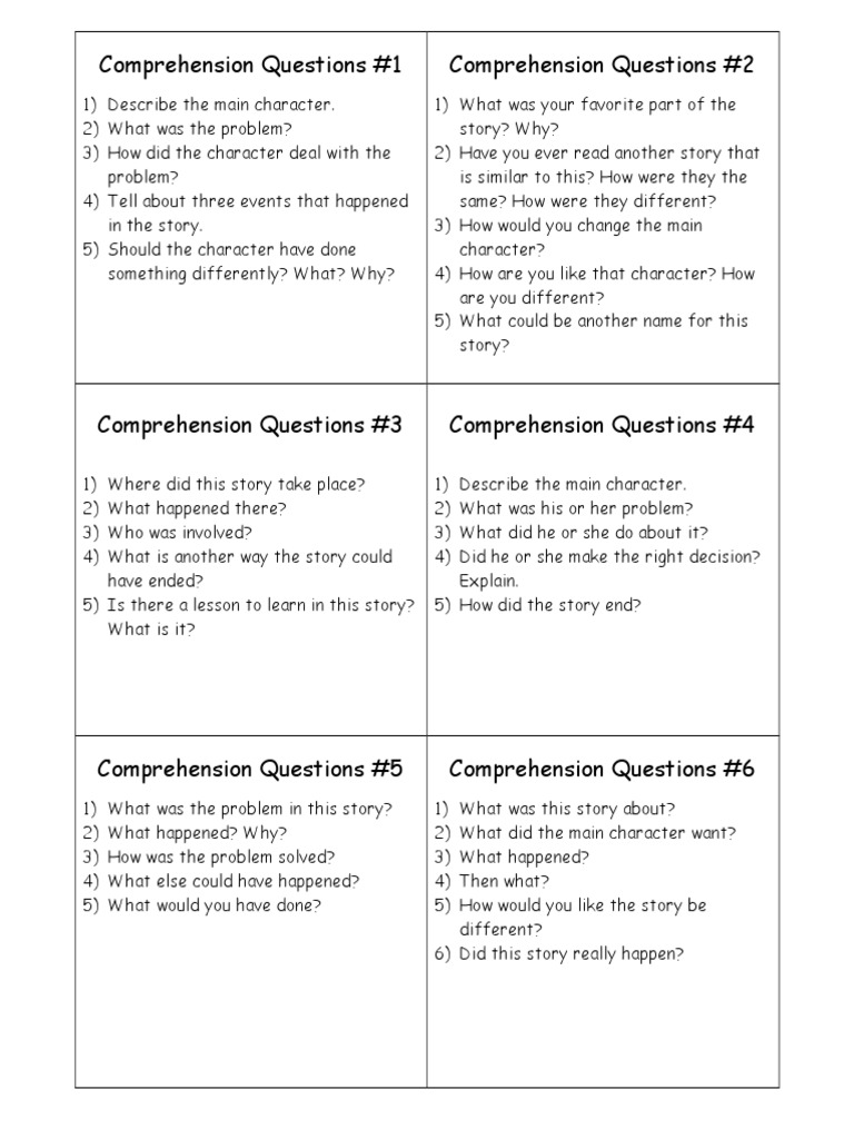 General Comprehension Questions