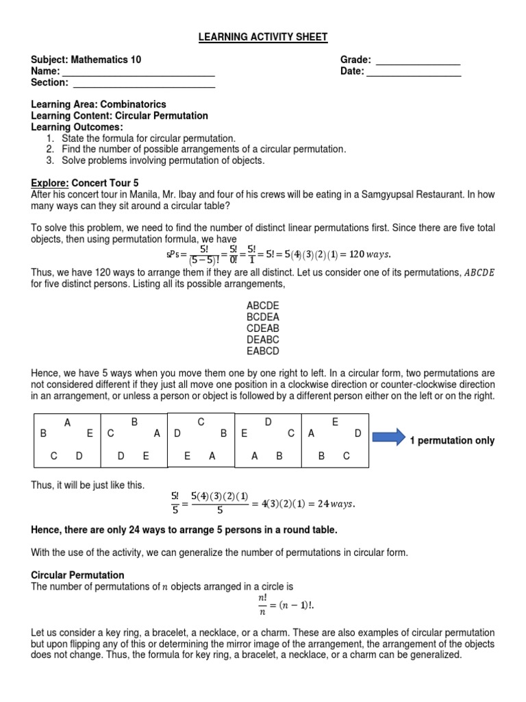 Lecture 5 Circular Permutation Pdf Permutation Discrete 