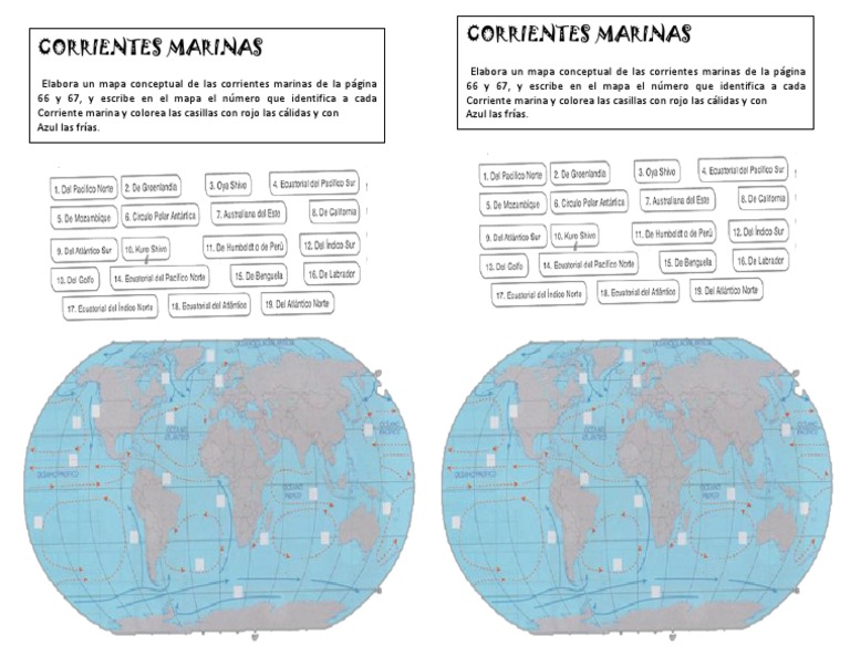 Mapa conceptual de las principales corrientes marinas del mundo | PDF