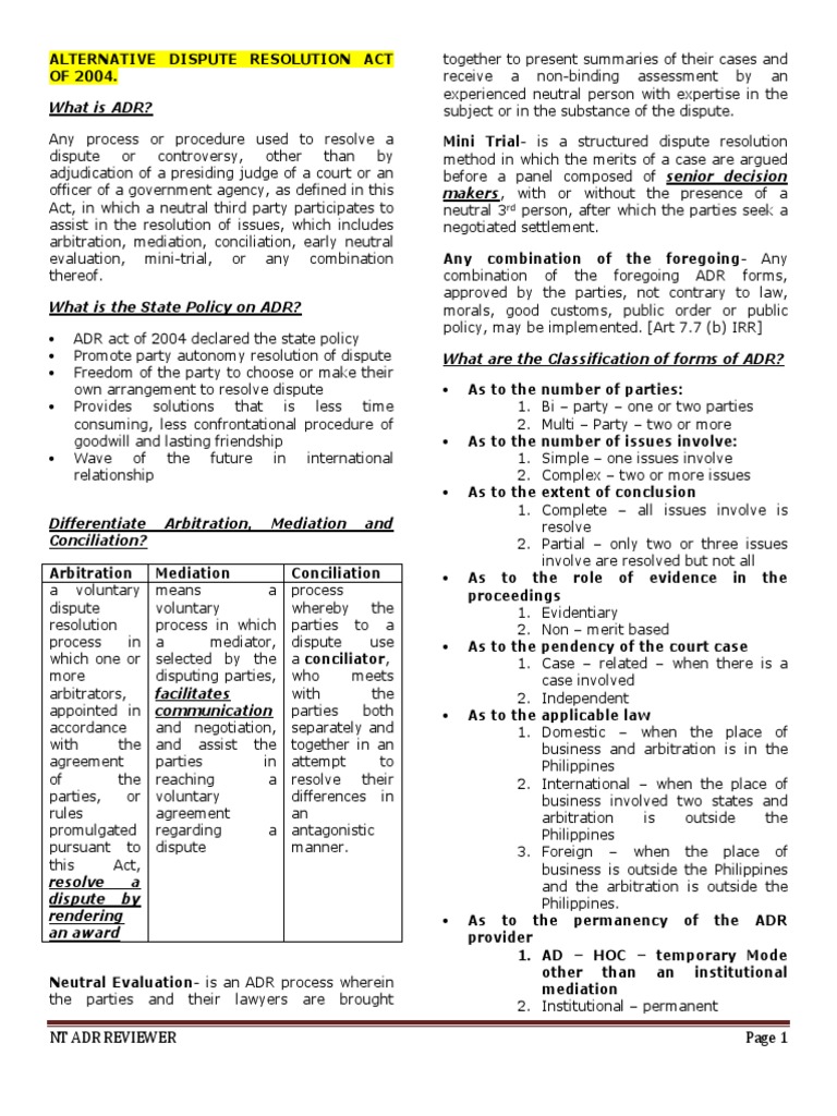Adr | PDF | Mediation | Alternative Dispute Resolution