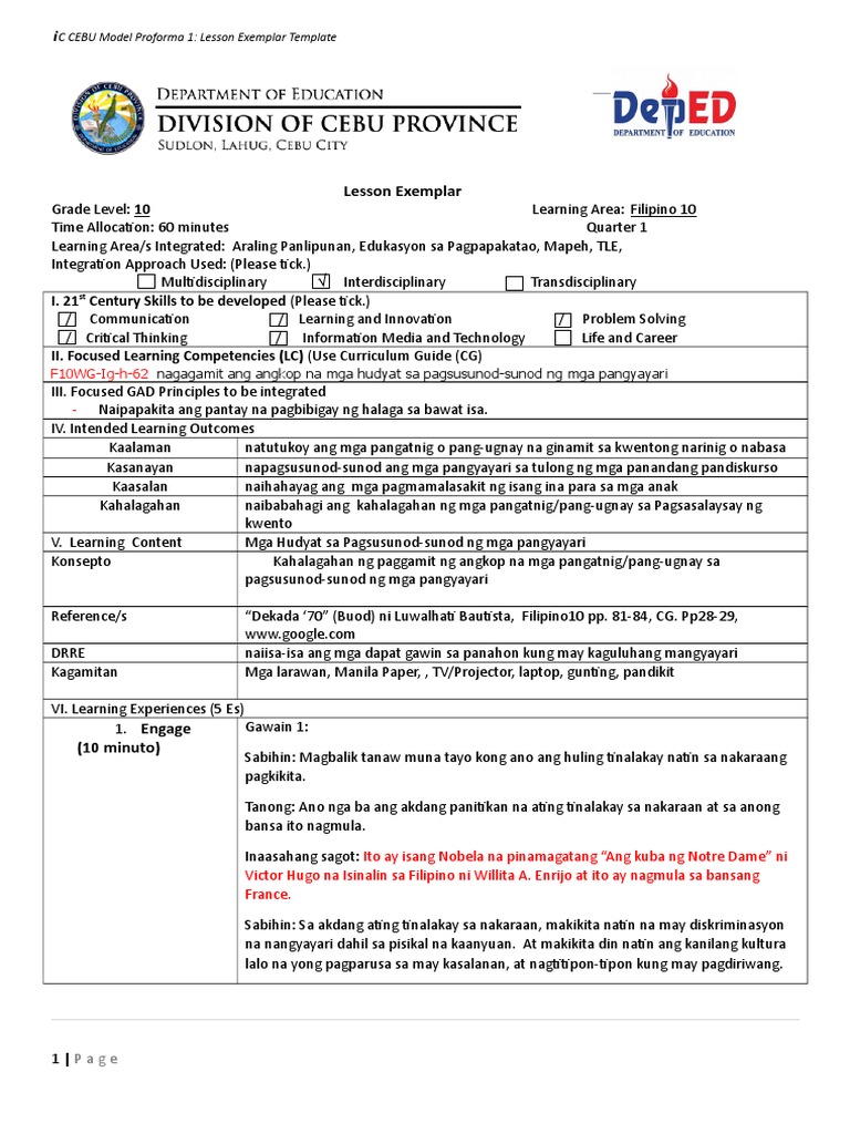 Lesson Exemplar Template Filipino With Correction - Vrogue.c Lesson Exemplar Template Filipino With Correction - Vrogue.c