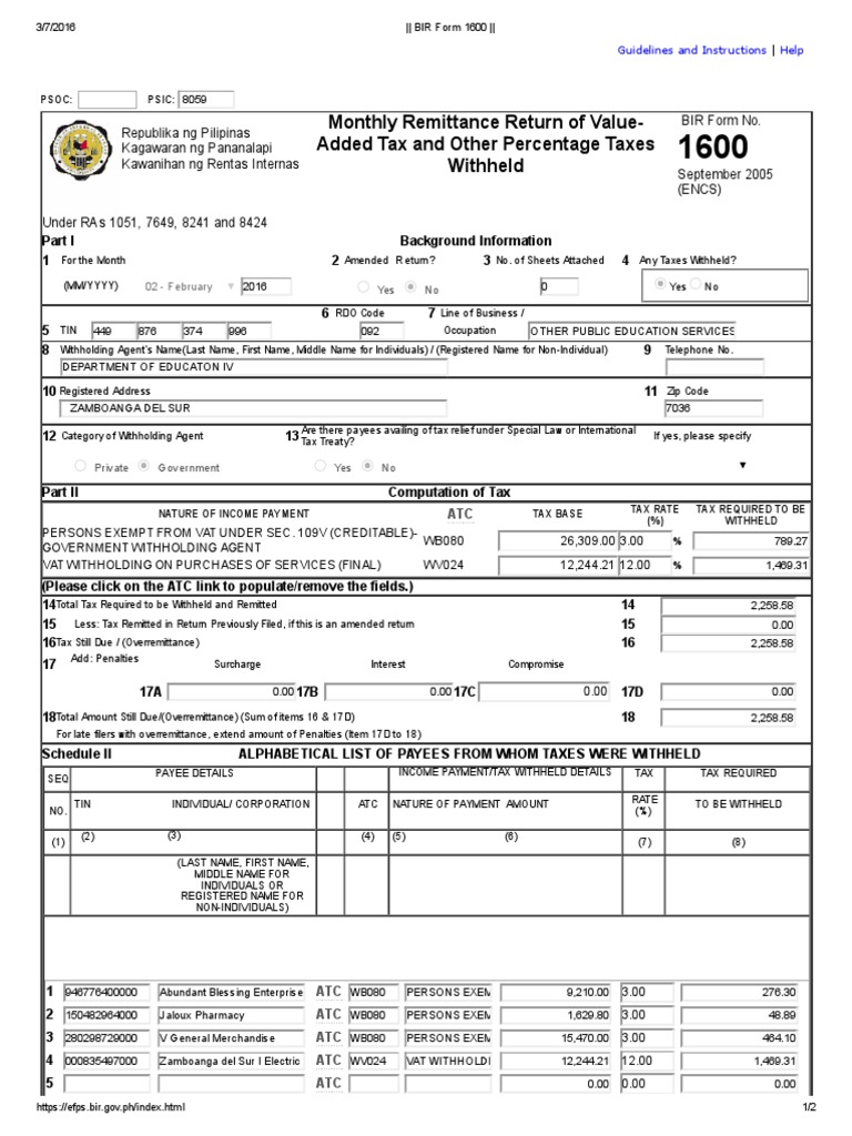 EFPS Home - EFiling and Payment System | Download Free PDF ...