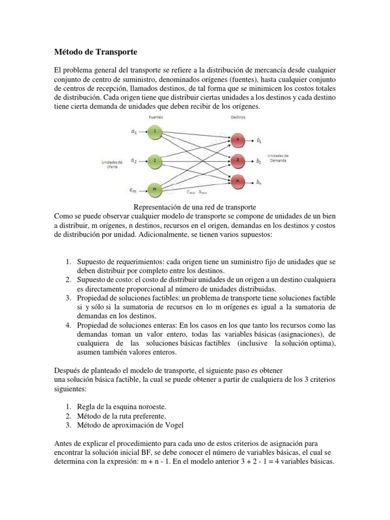 Método de Transporte: Optimización de Costos | PDF | Matemáticas ...