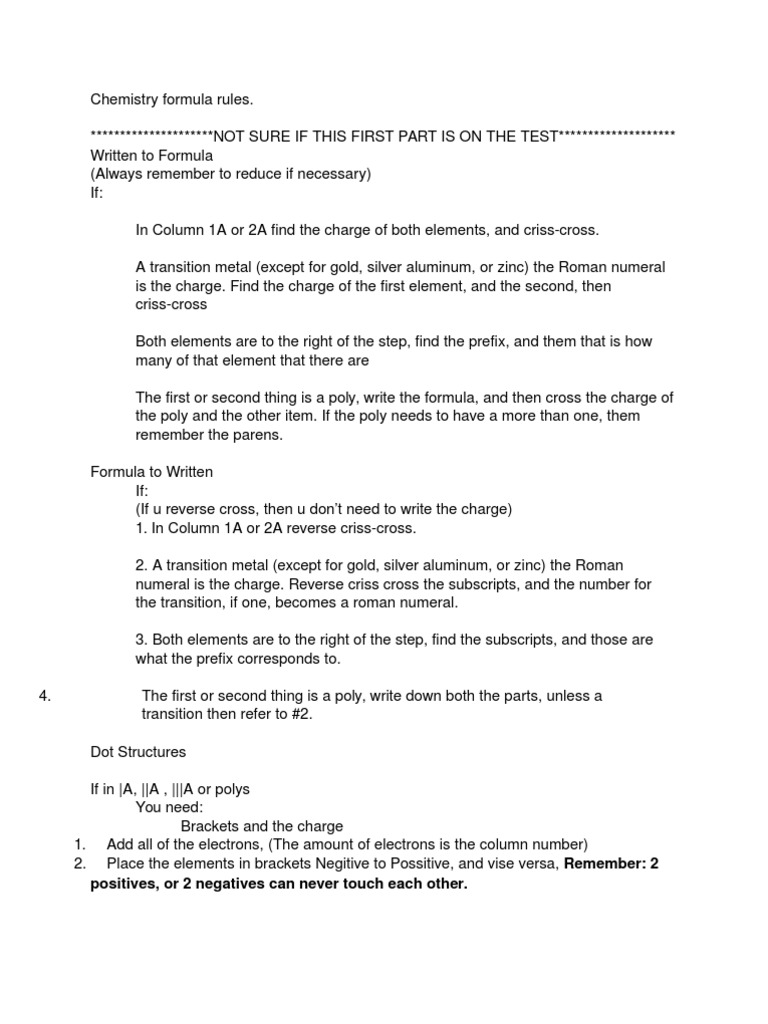 Chemistry formula rules cheat sheet | PDF | Chemical Polarity ...