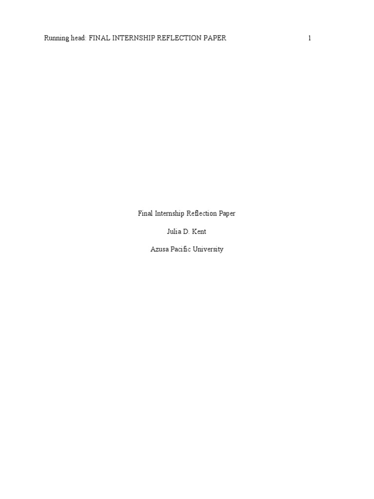 Final Internship Reflection Paper | PDF | Public Relations | Mass Media