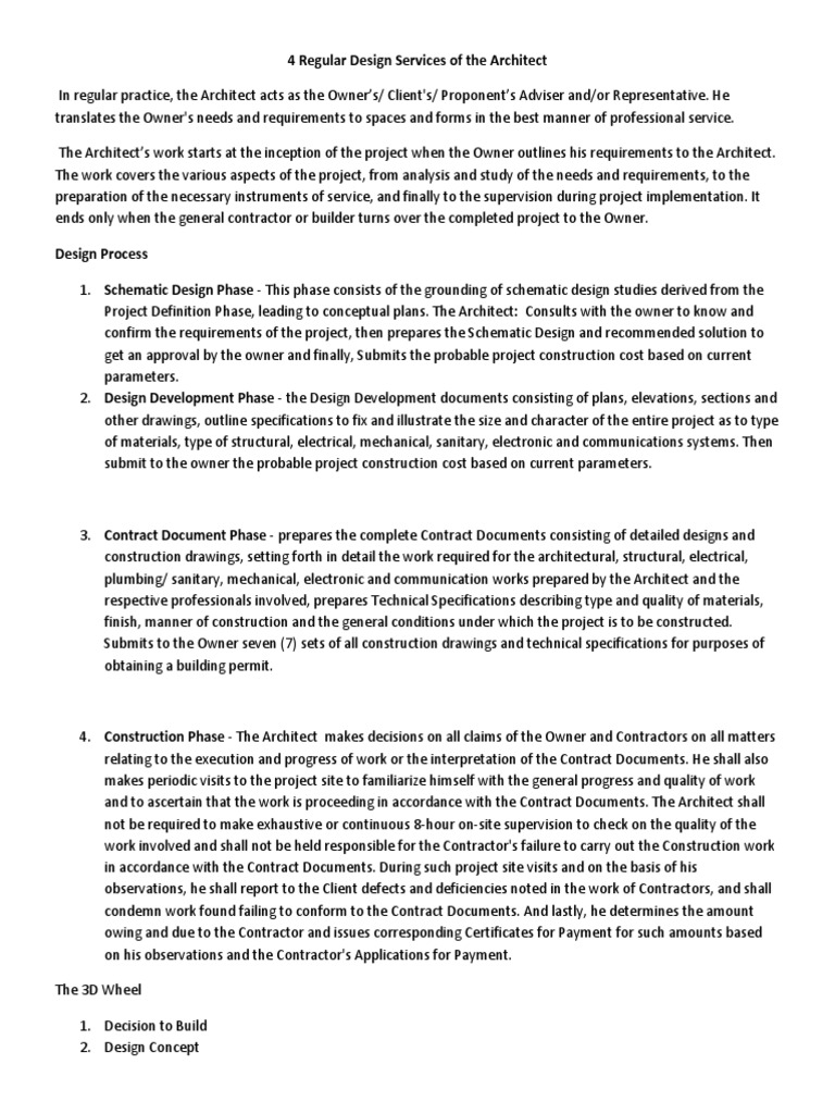 4 Regular Design Services of The Architect | PDF | Architect | General ...