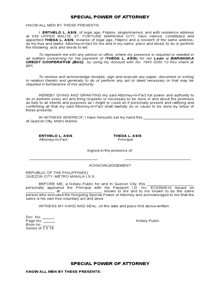 Spa Sss Payment Loan | PDF | Power Of Attorney | Notary Public