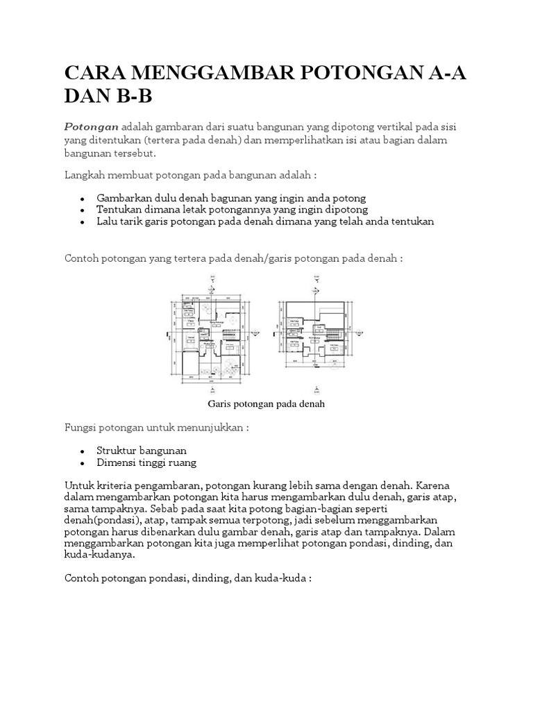 Panduan Gambar Potongan A-A dan B-B | PDF | Griya & Taman | Seni