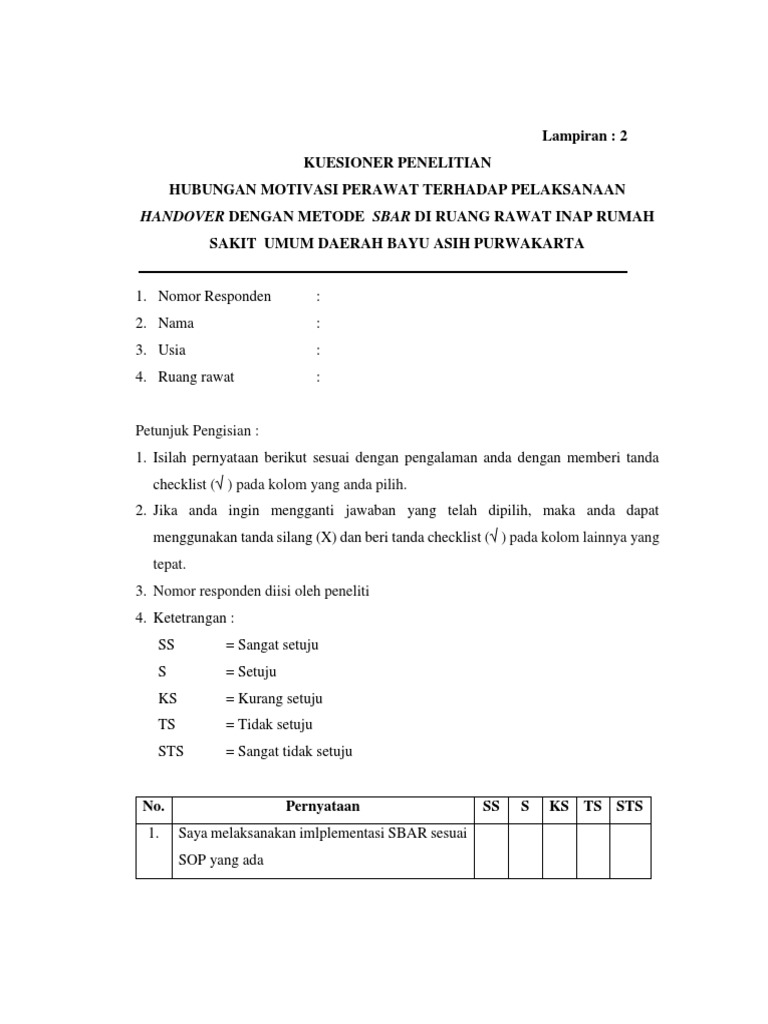 MOTIVASI PERAWAT DALAM PELAKSANAAN METODE HANDOVER SBAR DI RUMAH SAKIT ...