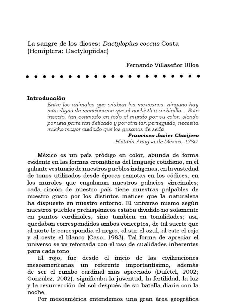 La Sangre de Los Dioses: Dactylopius Coccus Costa | PDF | Mesoamérica ...