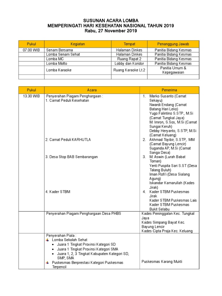 Susunan Acara Lomba | PDF