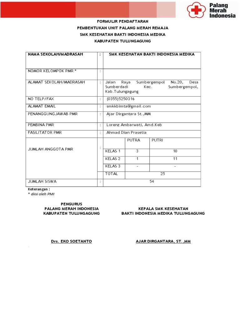 Formulir Pendaftaran PMR | PDF
