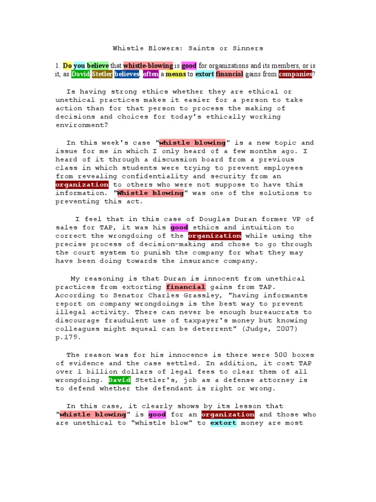 David Stetler Believes Often Companies | PDF | Whistleblower | Social ...