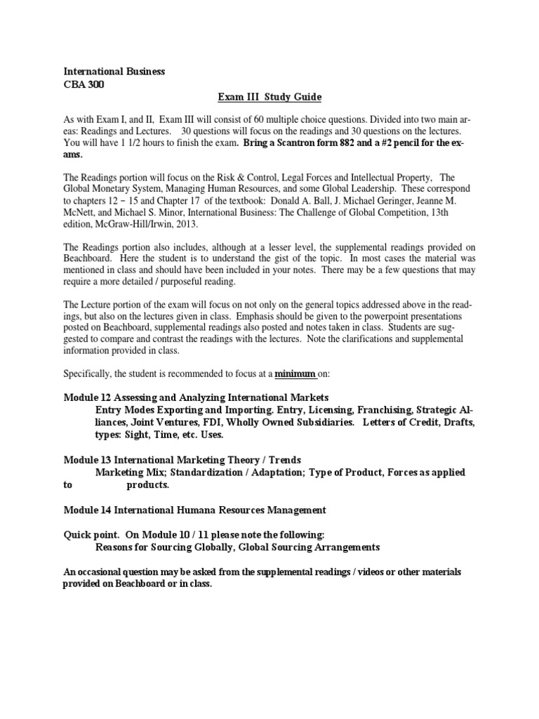 UPDATED CBA 300 Exam III Study Guide1 | PDF | Business