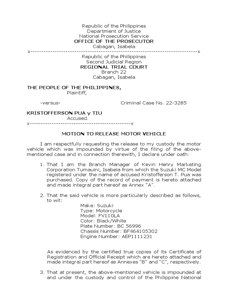 Motion To Release Sir Robert Same Movant | PDF | Prosecutor ...