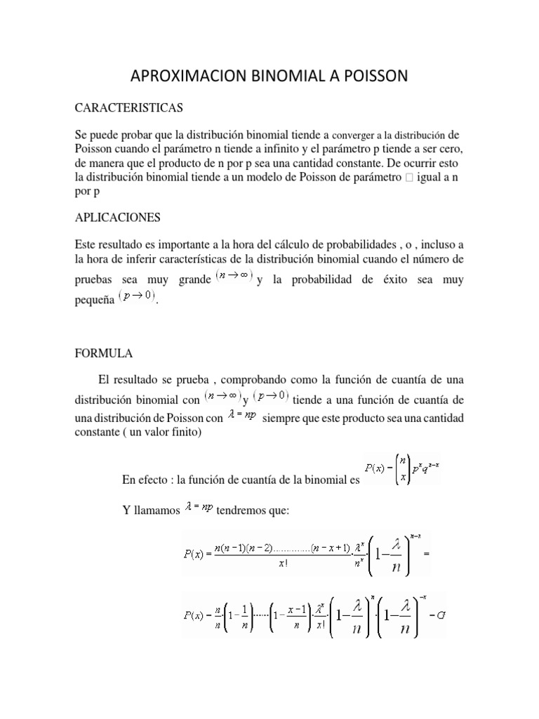 Aproximacion Binomial A Poisson | PDF