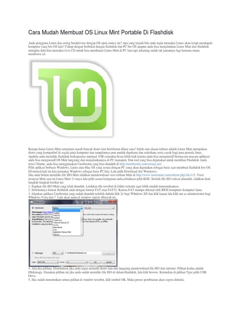 Cara Mudah Membuat OS Linux Mint Portable Di | PDF