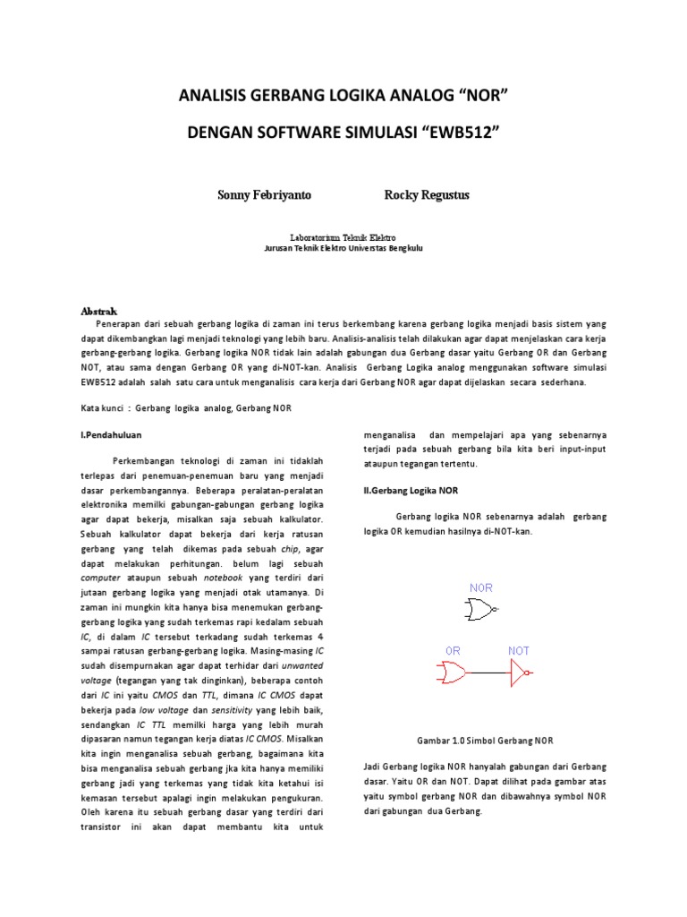 Sonny - Rocky Analisis Gerbang Logika Analog Nor Dengan Software ...