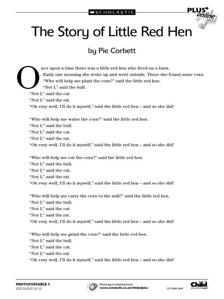 Little Red Hen Story Printable