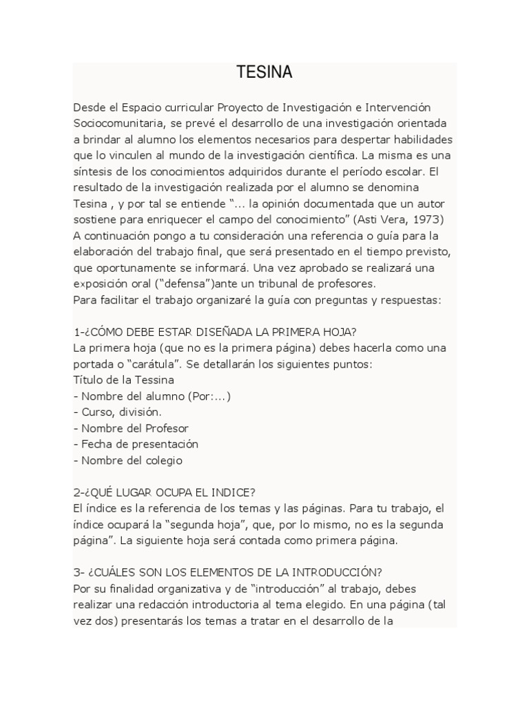 Formato de La Tesina | PDF | Hipótesis | Autor