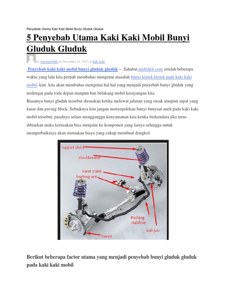 Penyebab Utama Kaki Kaki Mobil Bunyi Gluduk Gluduk | PDF