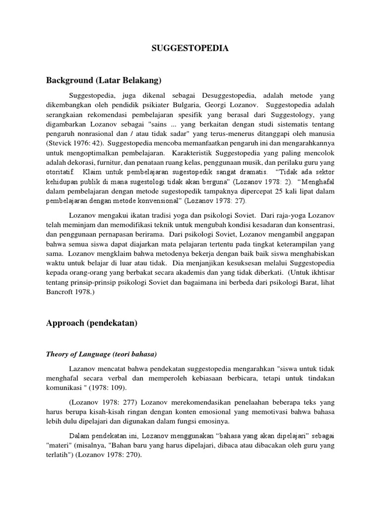 Metode Suggestopedia: Optimalkan Pembelajaran | PDF | Seni & Disiplin ...