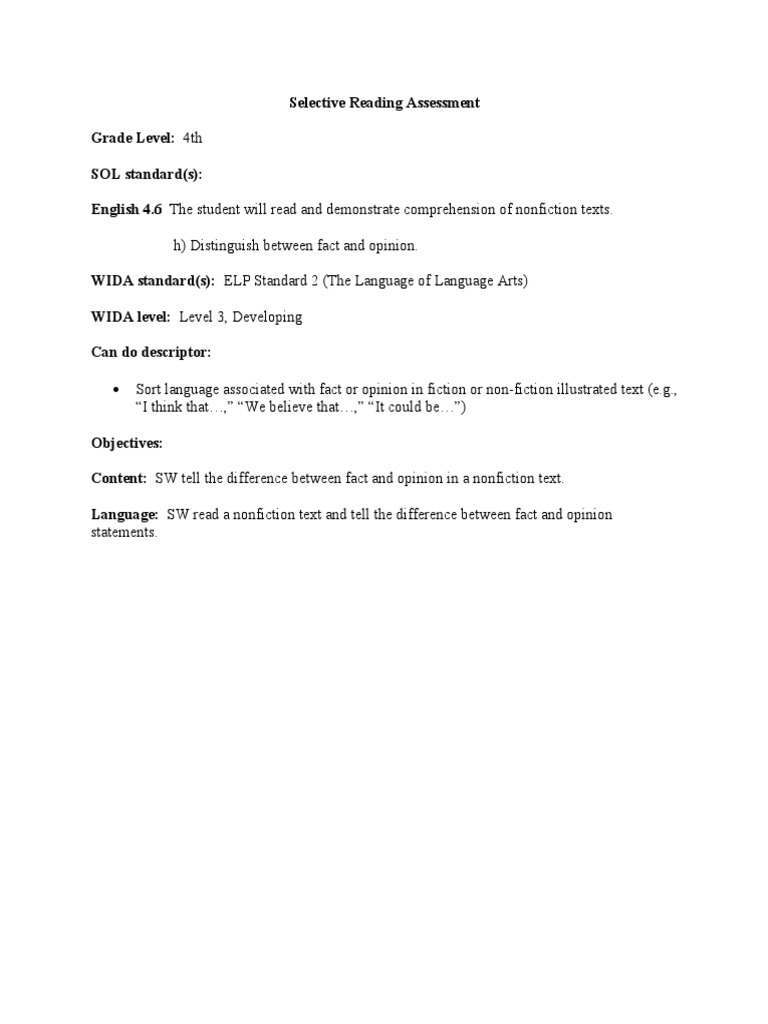 Selective Reading Assessment E-Portfolio | PDF | Tyrannosaurus | Learning