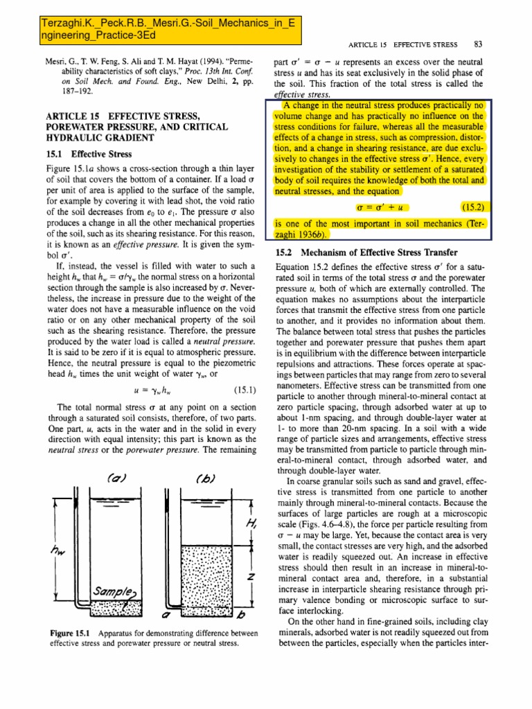 Terzaghi Principle of Effective Stresses PDF | PDF | Stress (Mechanics ...