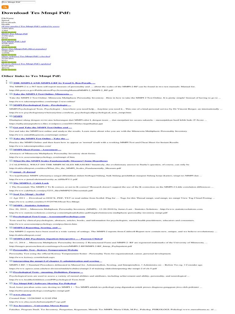 Test Psikotest MMPI | PDF | Psychological Testing | Methodology