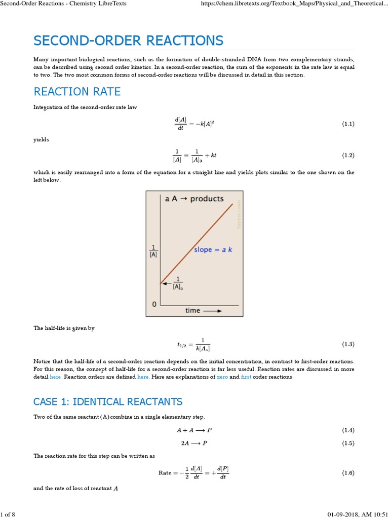 Second-Order Reaction Kinetics Guide | PDF | Reaction Rate | Chemical ...