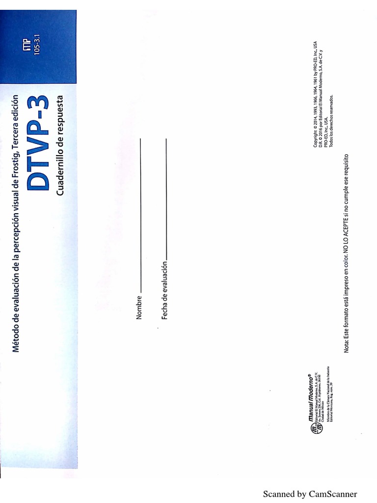 Cuadernillo de Respuesta DTVP-3 PDF | PDF