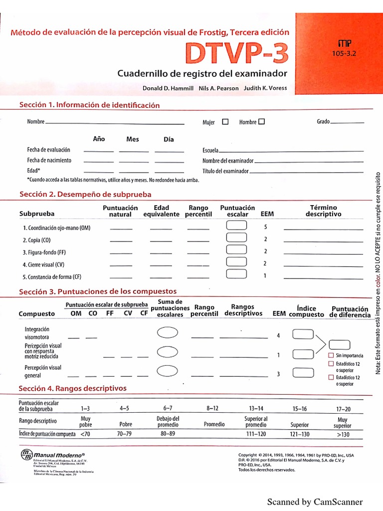 Cuadernillo Del Examinador DTVP-3 PDF | PDF