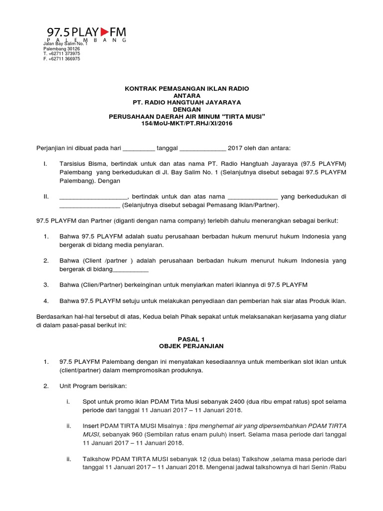 Draft Kontrak Template | PDF