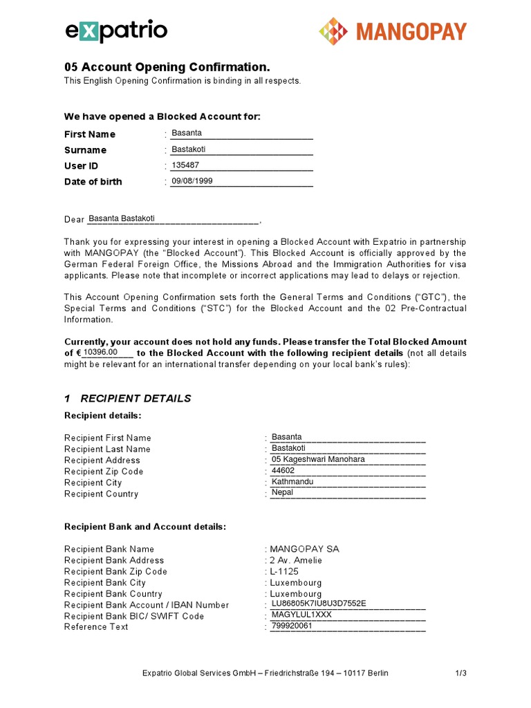 Account Opening Confirmation 05 PDF | PDF | Government | Business