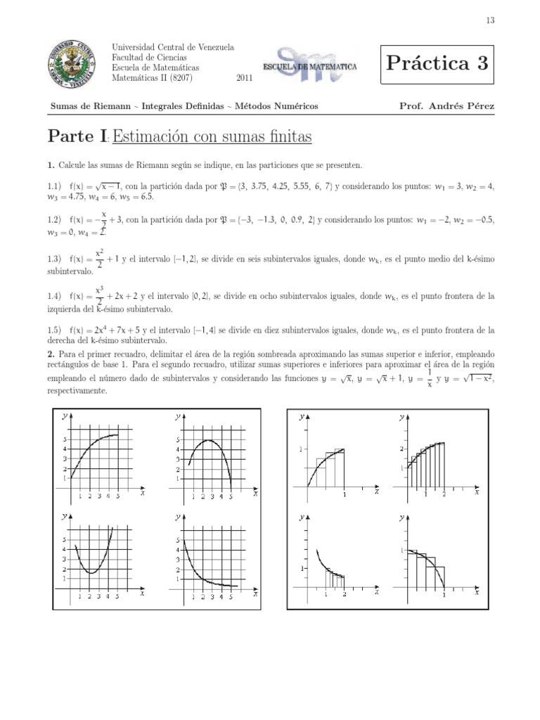 PR Ctica Matem Tica II (P Rez) PDF | PDF | Integral | Conceptos matemáticos