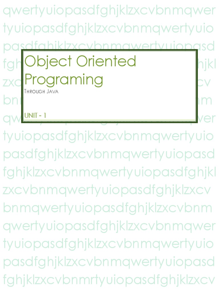 Object Oriented Programming Through Java Unit 1 Pdf Method 6575