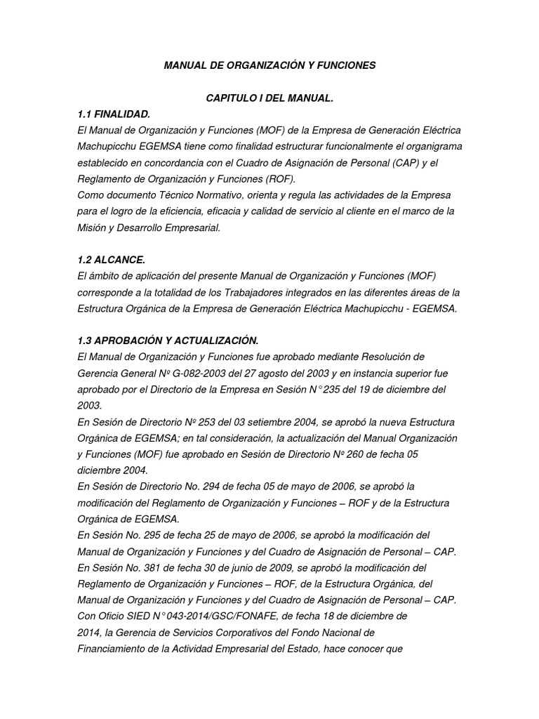 Manual de Organización y Funciones | PDF | Economias | Business