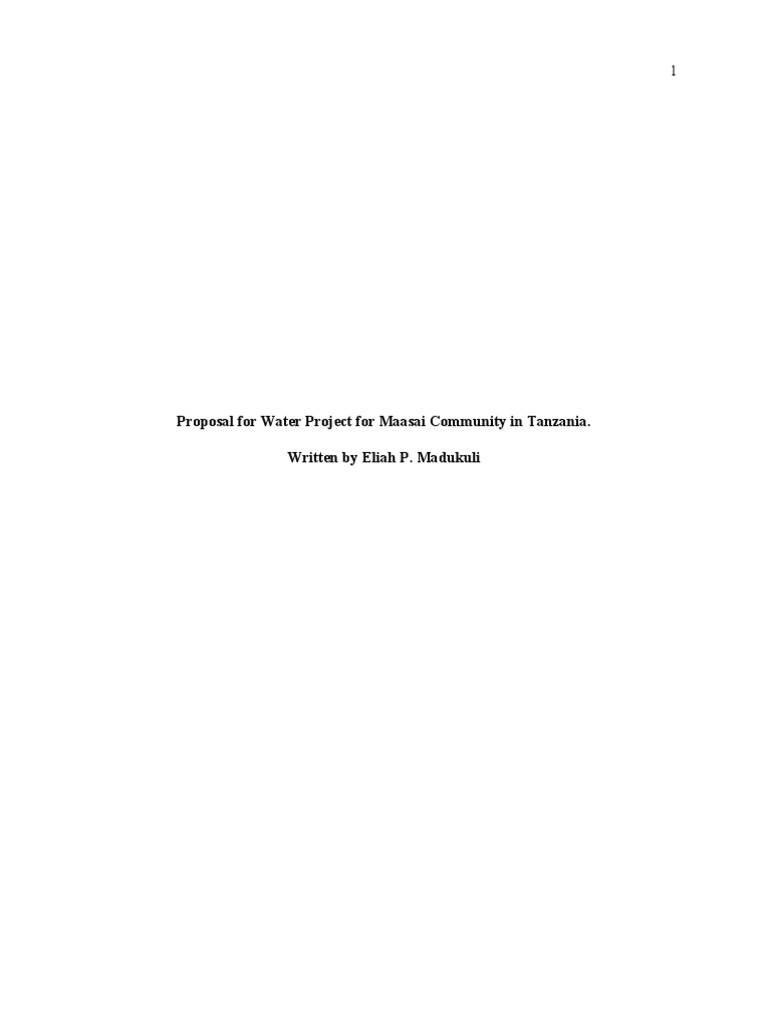Maasai Community Water Project Proposal | PDF | Wash | Drinking Water
