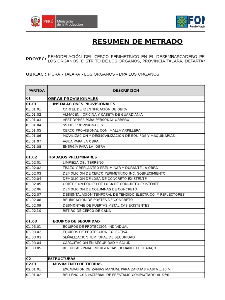 Planilla de Metrados Organos. Final | PDF | Hormigón | Diseño arquitectonico