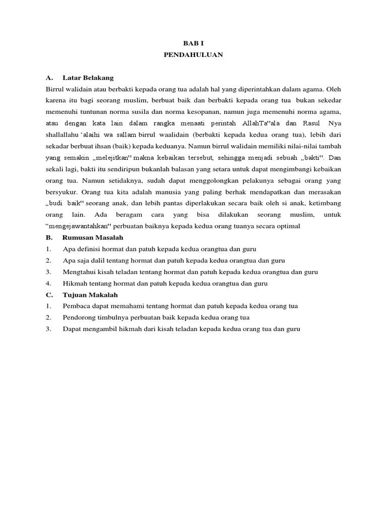 Makalah Hormat Kepada Guru Dan Orang Tua | PDF