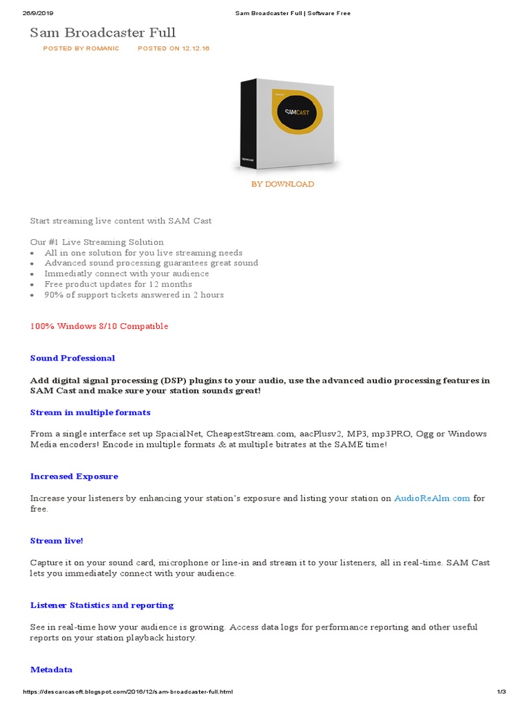 SAM Broadcaster Full Streaming Software | PDF | Streaming Media | Mp3