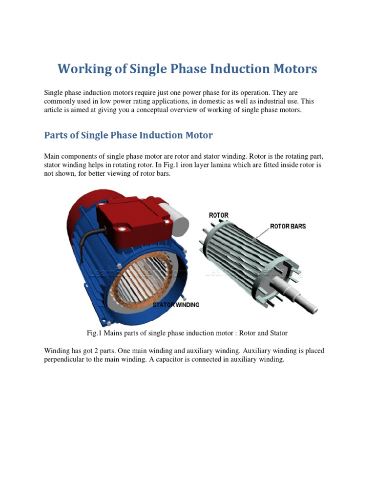 Working of Single Phase Induction Motors PDF | PDF | Electric Motor ...