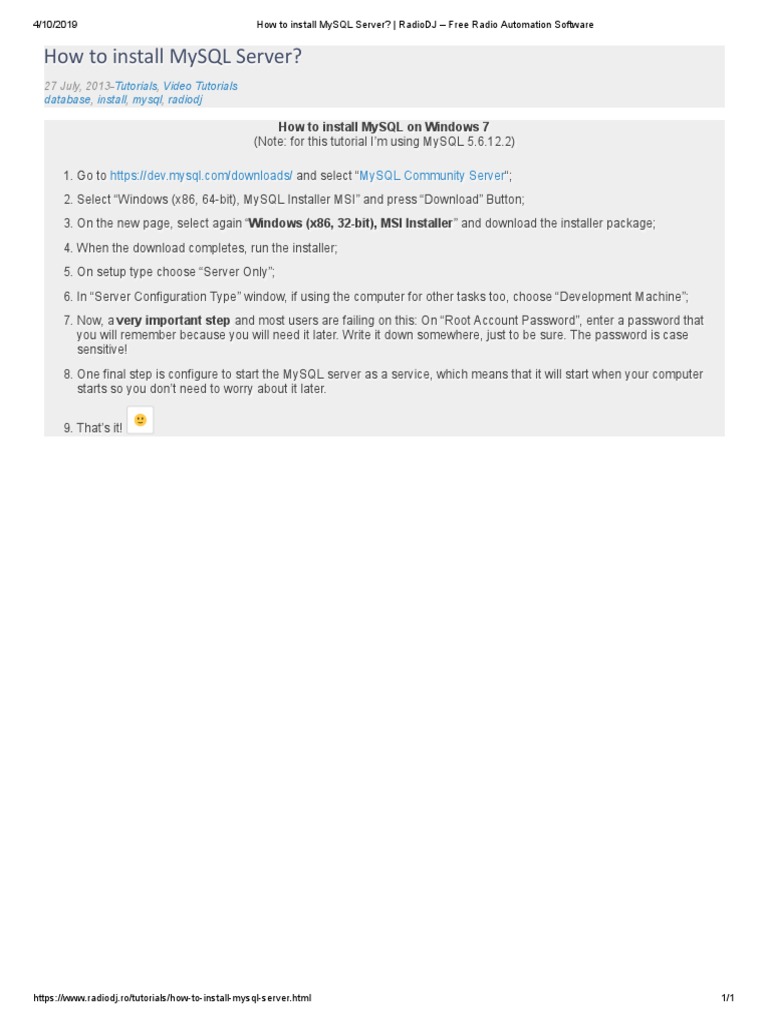 RadioDJ - How To Install MySQL Server - Free Radio Automation Software ...