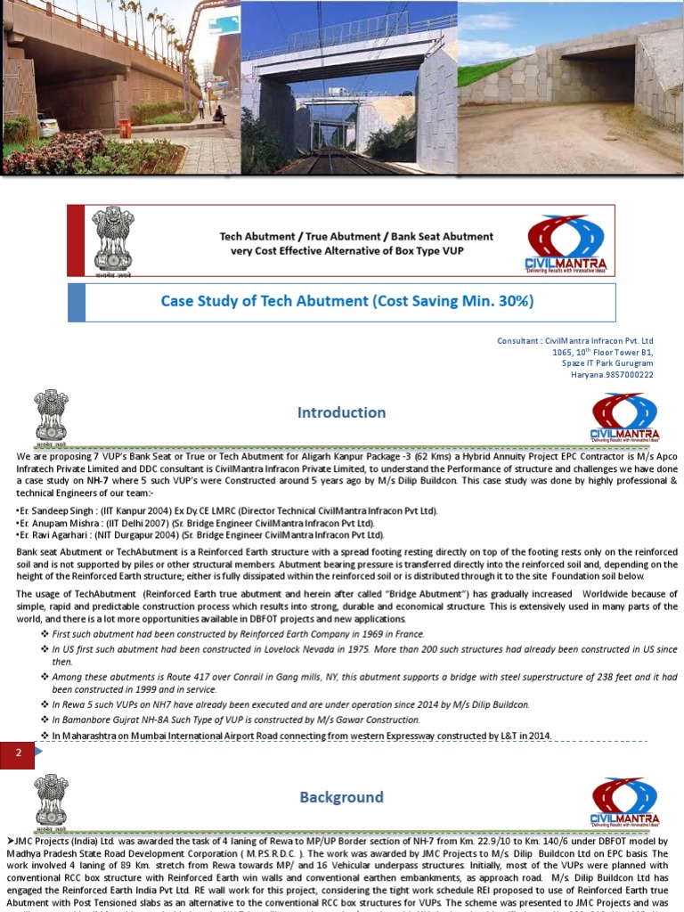 Case Study Tech Abutment | PDF | Reinforced Concrete | Stress (Mechanics)