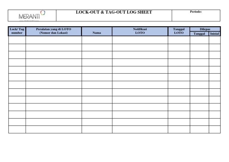 LOTO Log Sheet | PDF