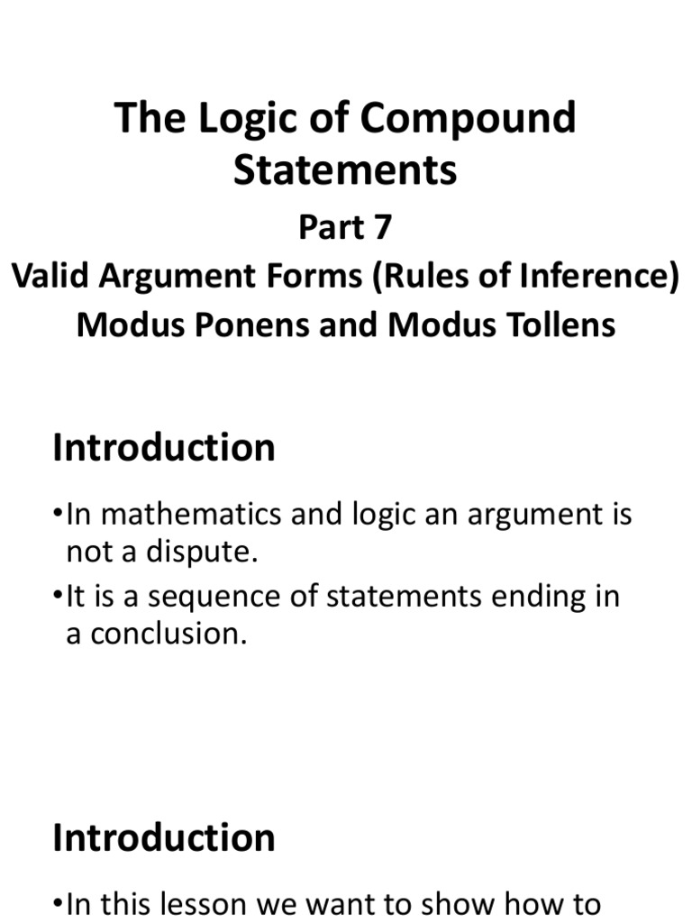 2.7-The-Logic-of-Compound-Statements-Part-7 | Argument | Logical ...